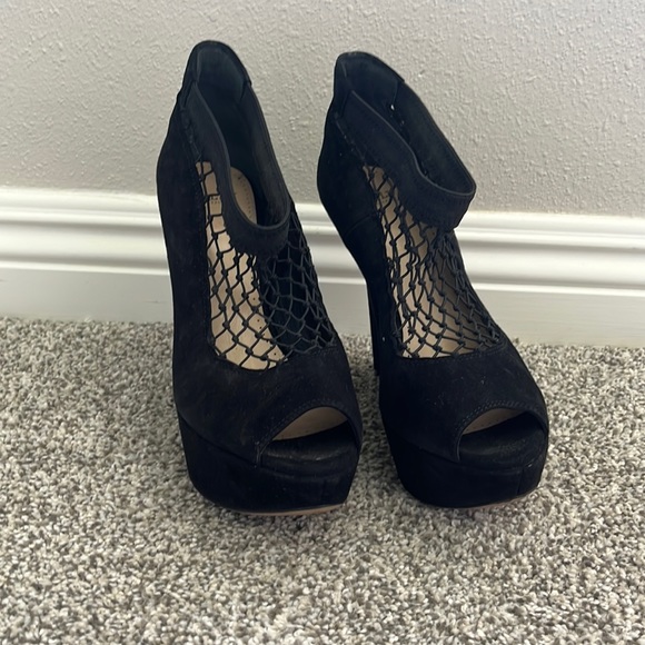 Shoes | Bally Switzerland Velvet Netting High Platform Heels | Poshmark